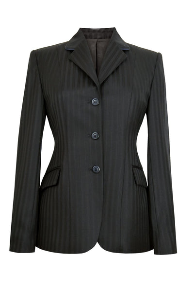 English Riding Jacket l Black and Cobalt Stripe with Blue Piping ...