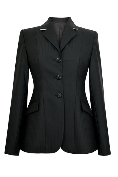 English Riding Jacket l Black Thin Stripe with White Piping – Marigold ...